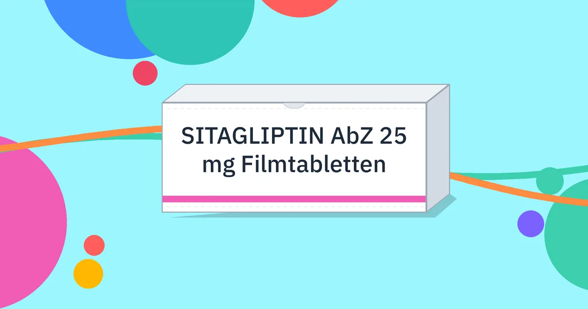Symbolbild: Packung mit der Aufschrift SITAGLIPTIN AbZ 25 mg Filmtabletten (PZN 17840299) – Verfügbarkeit und Bezug in Apotheken in Frankfurt am Main