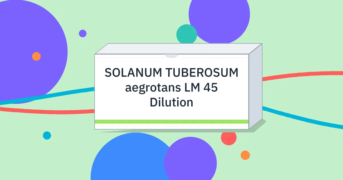 Symbolbild: Packung mit der Aufschrift SOLANUM TUBEROSUM aegrotans LM 45 Dilution (PZN 13194075) – Verfügbarkeit und Bezug in Apotheken in Frankfurt am Main
