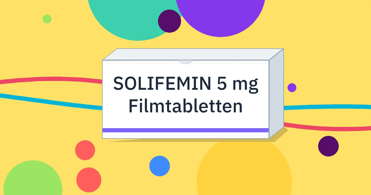 Symbolbild: Packung mit der Aufschrift SOLIFEMIN 5 mg Filmtabletten (PZN 15571352) – Verfügbarkeit und Bezug in Apotheken in Frankfurt am Main