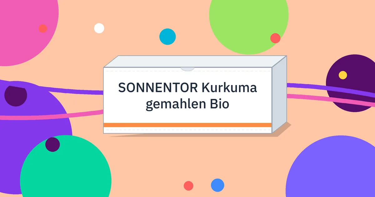 Symbolbild: Packung mit der Aufschrift SONNENTOR Kurkuma gemahlen Bio (PZN 18902364) – Verfügbarkeit und Bezug in Apotheken in Frankfurt am Main