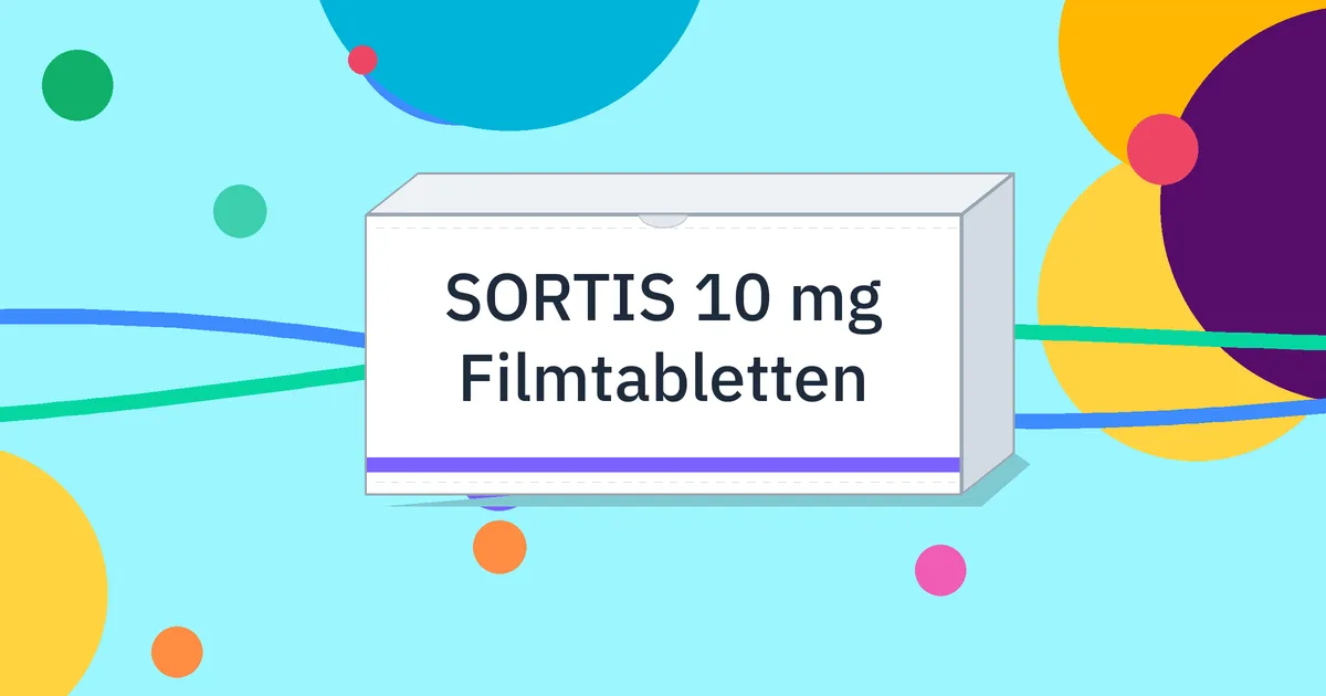 Symbolbild: Packung mit der Aufschrift SORTIS 10 mg Filmtabletten (PZN 07699339) – Verfügbarkeit und Bezug in Apotheken in Frankfurt am Main