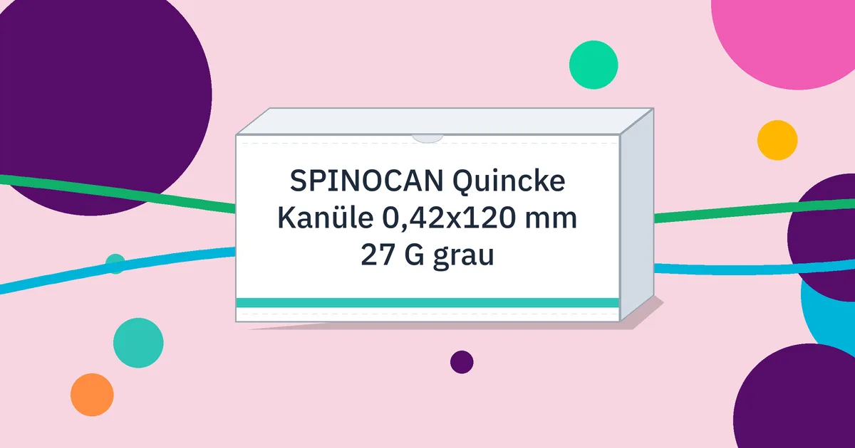 Symbolbild: Packung mit der Aufschrift SPINOCAN Quincke Kanüle 0,42x120 mm 27 G grau (PZN 06592898) – Verfügbarkeit und Bezug in Apotheken in Frankfurt am Main