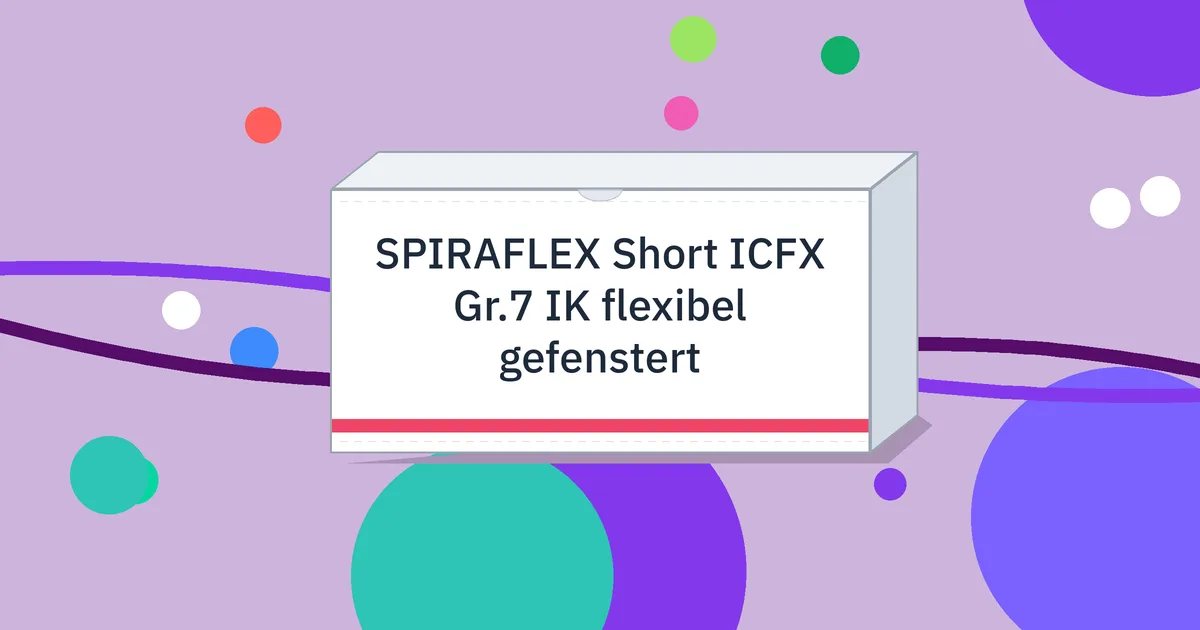 Symbolbild: Packung mit der Aufschrift SPIRAFLEX Short ICFX Gr.7 IK flexibel gefenstert (PZN 14285259) – Verfügbarkeit und Bezug in Apotheken in Frankfurt am Main