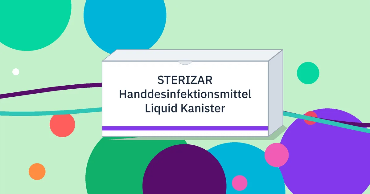 Symbolbild: Packung mit der Aufschrift STERIZAR Handdesinfektionsmittel Liquid Kanister (PZN 17590313) – Verfügbarkeit und Bezug in Apotheken in Frankfurt am Main