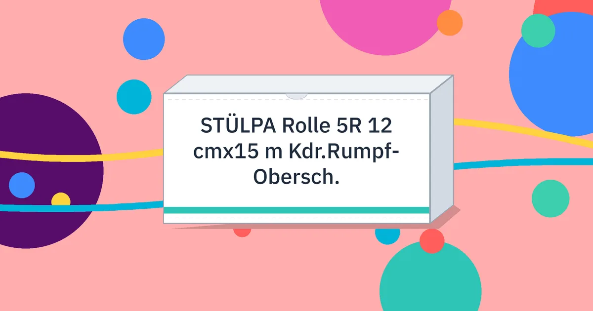 Symbolbild: Packung mit der Aufschrift STÜLPA Rolle 5R 12 cmx15 m Kdr.Rumpf-Obersch. (PZN 00983103) – Verfügbarkeit und Bezug in Apotheken in Frankfurt am Main