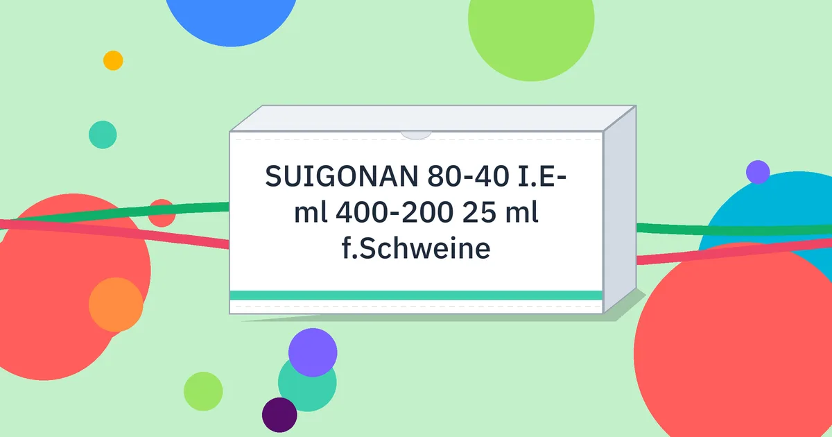 Symbolbild: Packung mit der Aufschrift SUIGONAN 80-40 I.E-ml 400-200 25 ml f.Schweine (PZN 07099852) – Verfügbarkeit und Bezug in Apotheken in Frankfurt am Main