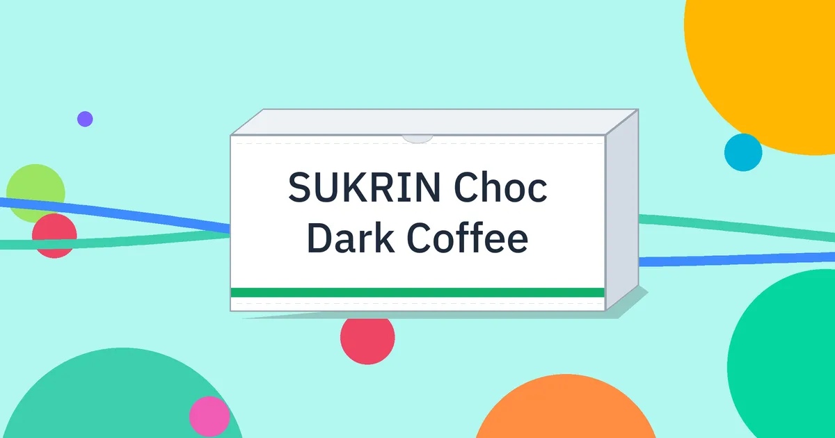 Symbolbild: Packung mit der Aufschrift SUKRIN Choc Dark Coffee (PZN 18899194) – Verfügbarkeit und Bezug in Apotheken in Frankfurt am Main