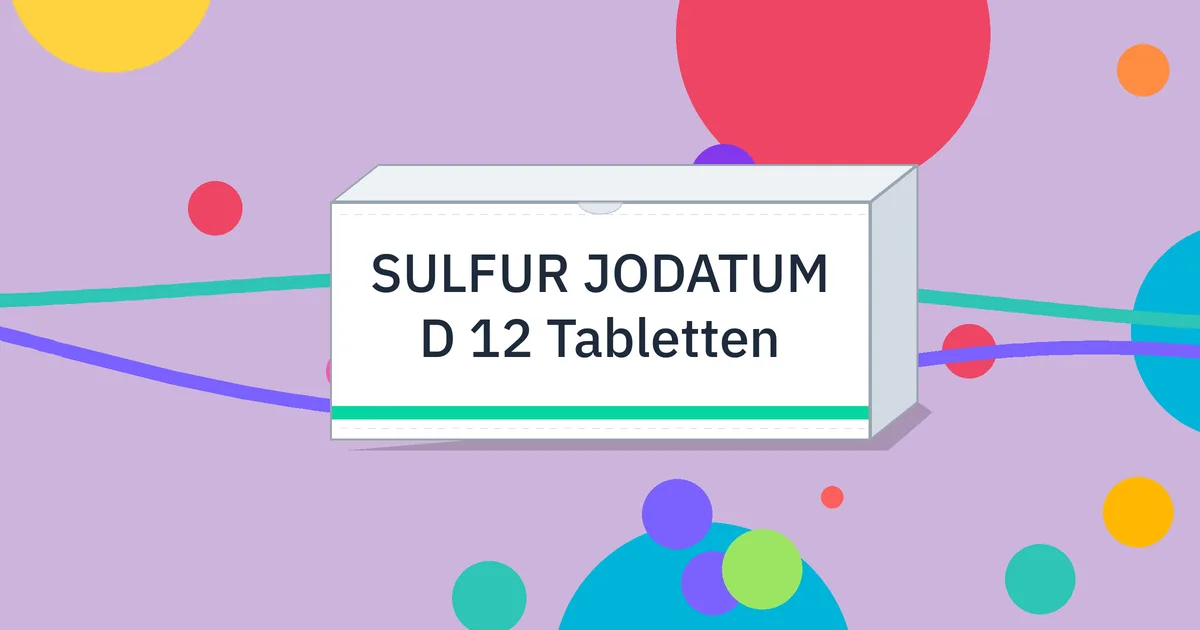 Symbolbild: Packung mit der Aufschrift SULFUR JODATUM D 12 Tabletten (PZN 02636469) – Verfügbarkeit und Bezug in Apotheken in Frankfurt am Main
