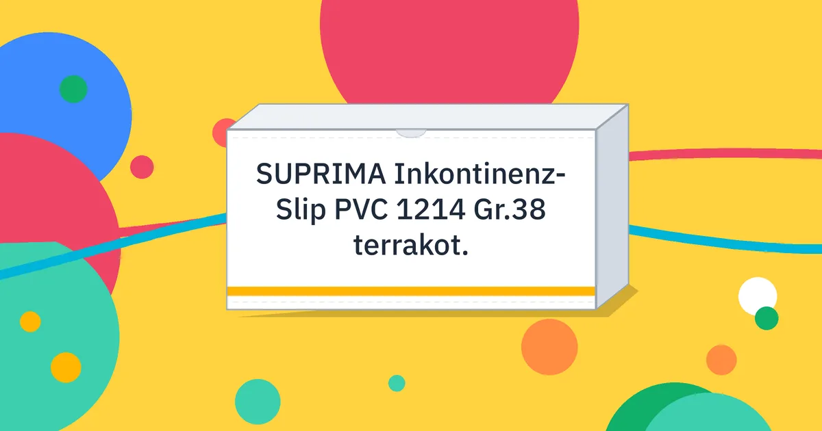 Symbolbild: Packung mit der Aufschrift SUPRIMA Inkontinenz-Slip PVC 1214 Gr.38 terrakot. (PZN 01427060) – Verfügbarkeit und Bezug in Apotheken in Frankfurt am Main