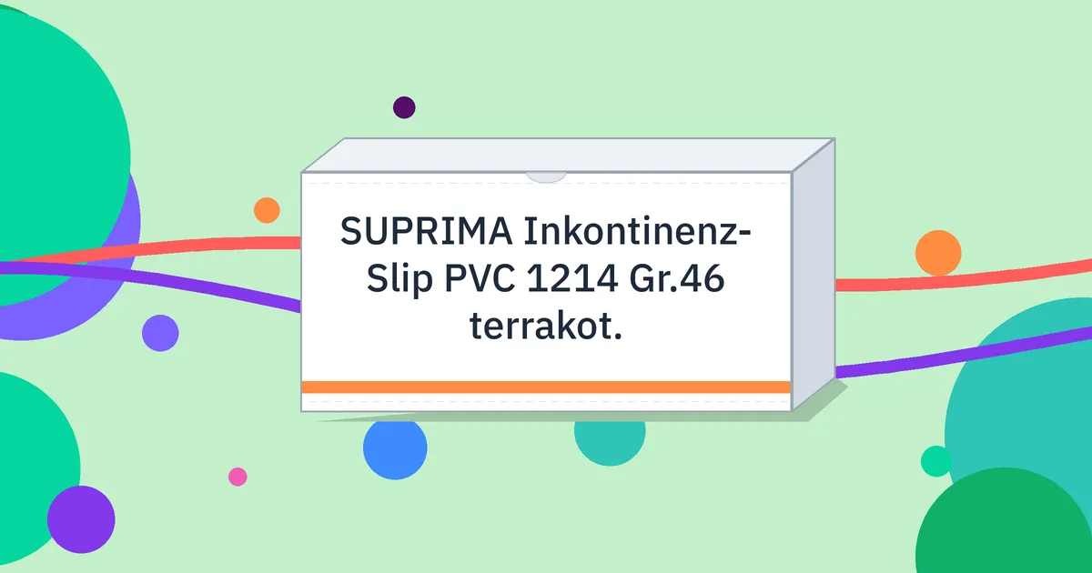 Symbolbild: Packung mit der Aufschrift SUPRIMA Inkontinenz-Slip PVC 1214 Gr.46 terrakot. (PZN 01435438) – Verfügbarkeit und Bezug in Apotheken in Frankfurt am Main