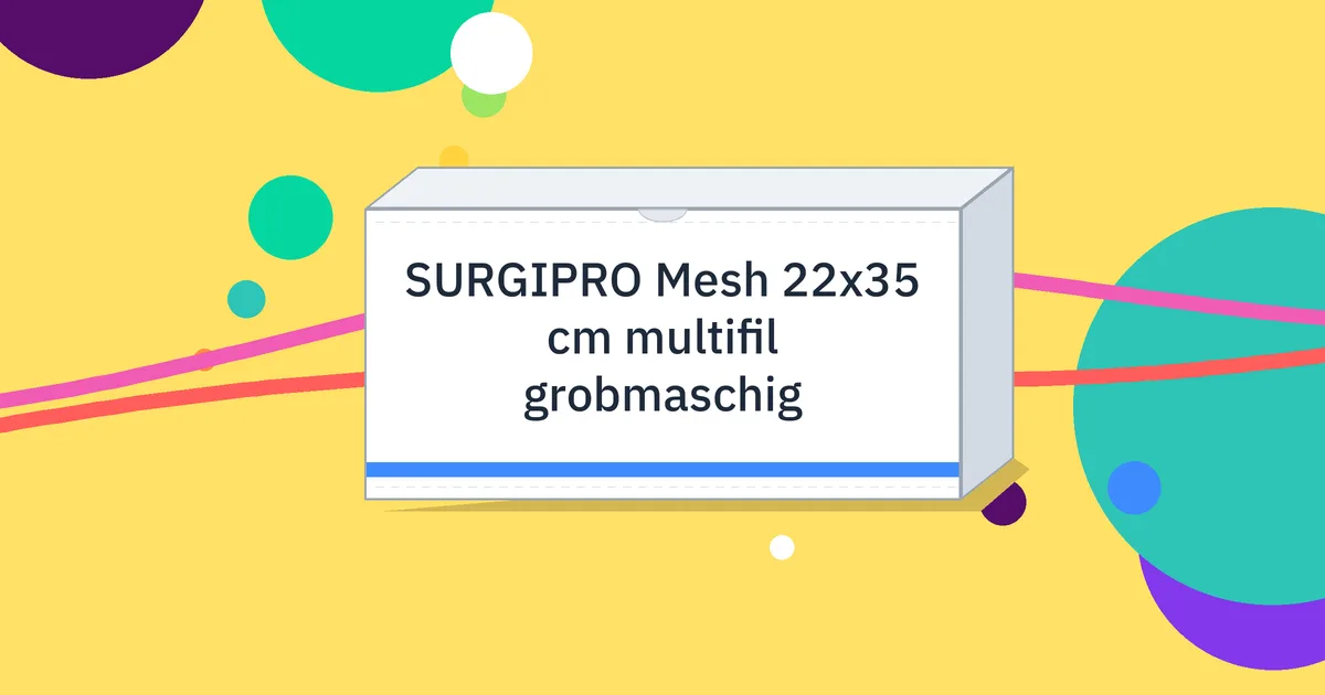 Symbolbild: Packung mit der Aufschrift SURGIPRO Mesh 22x35 cm multifil grobmaschig (PZN 00559724) – Verfügbarkeit und Bezug in Apotheken in Frankfurt am Main