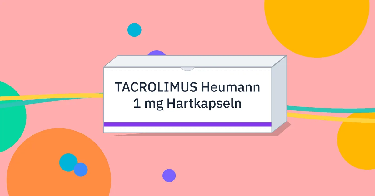 Symbolbild: Packung mit der Aufschrift TACROLIMUS Heumann 1 mg Hartkapseln (PZN 09708290) – Verfügbarkeit und Bezug in Apotheken in Frankfurt am Main