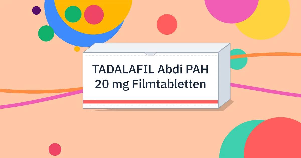 Symbolbild: Packung mit der Aufschrift TADALAFIL Abdi PAH 20 mg Filmtabletten (PZN 19502572) – Verfügbarkeit und Bezug in Apotheken in Frankfurt am Main