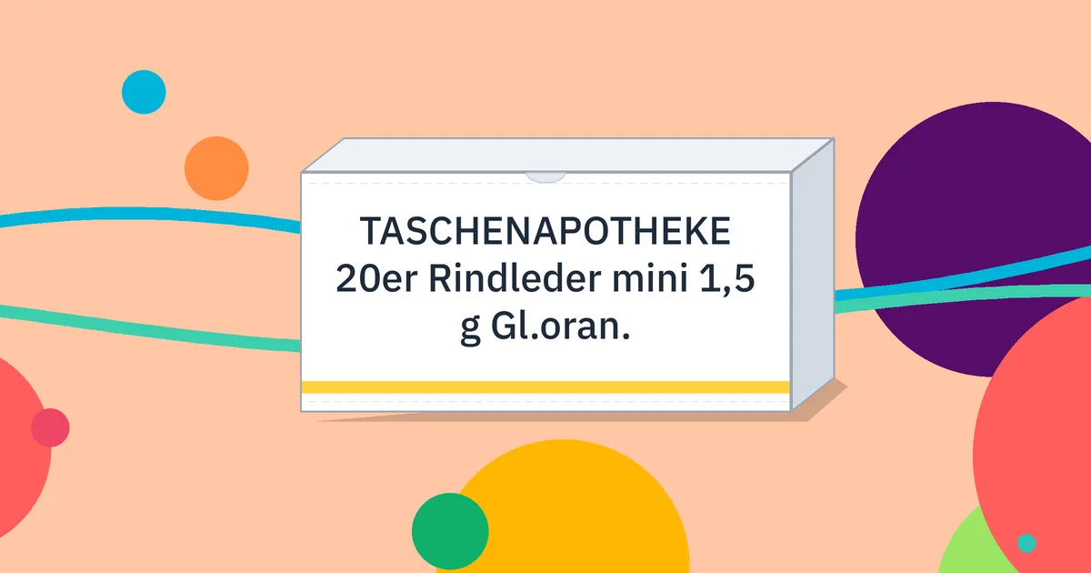 Symbolbild: Packung mit der Aufschrift TASCHENAPOTHEKE 20er Rindleder mini 1,5 g Gl.oran. (PZN 00421374) – Verfügbarkeit und Bezug in Apotheken in Frankfurt am Main