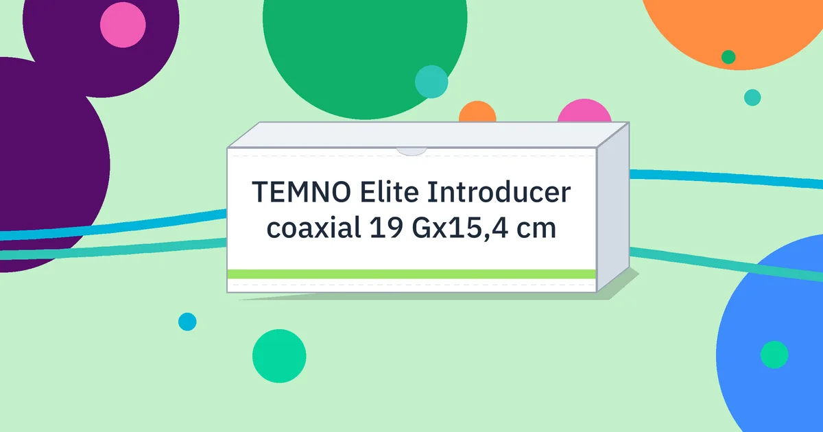 Symbolbild: Packung mit der Aufschrift TEMNO Elite Introducer coaxial 19 Gx15,4 cm (PZN 18765499) – Verfügbarkeit und Bezug in Apotheken in Frankfurt am Main
