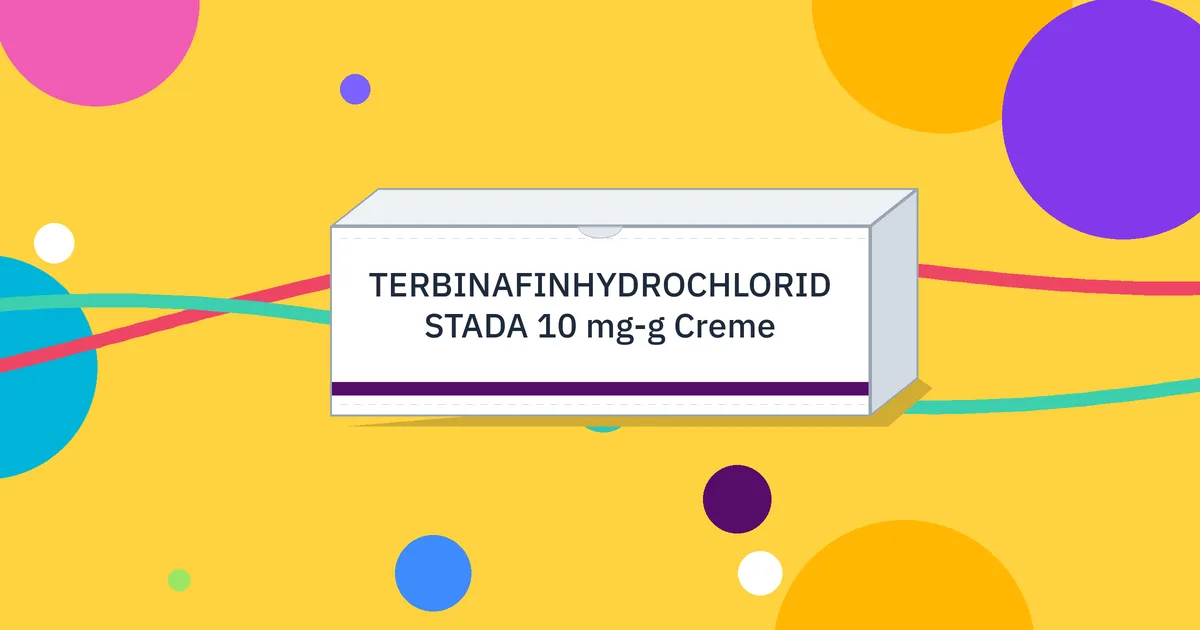 Symbolbild: Packung mit der Aufschrift TERBINAFINHYDROCHLORID STADA 10 mg-g Creme (PZN 02904941) – Verfügbarkeit und Bezug in Apotheken in Frankfurt am Main