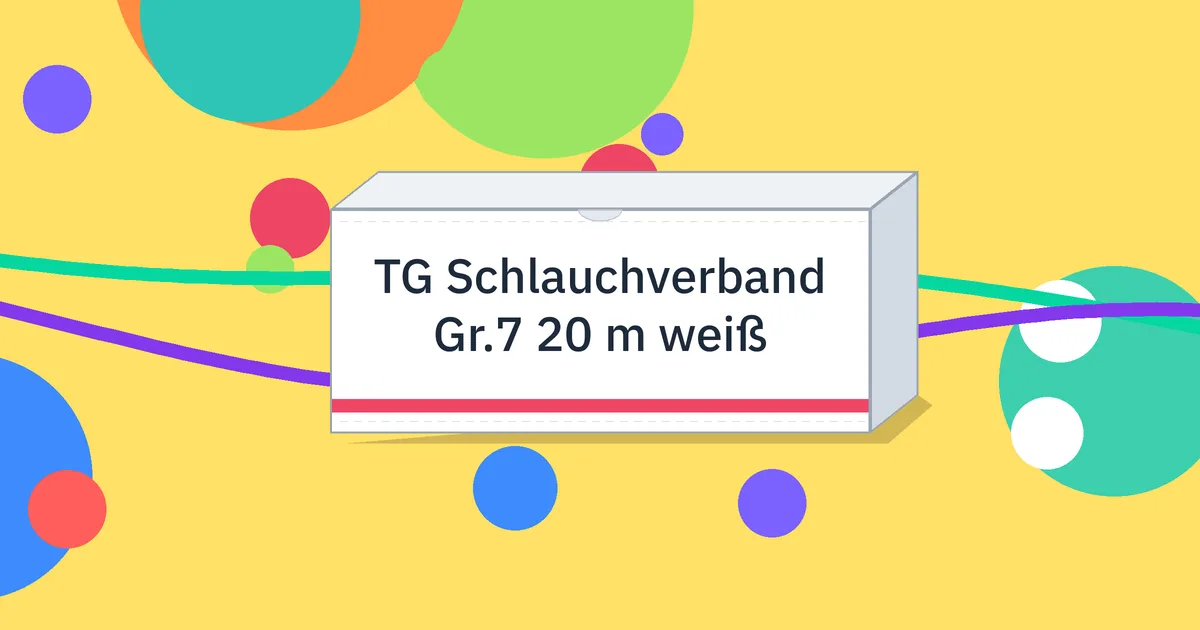 Symbolbild: Packung mit der Aufschrift TG Schlauchverband Gr.7 20 m weiß (PZN 11692828) – Verfügbarkeit und Bezug in Apotheken in Frankfurt am Main