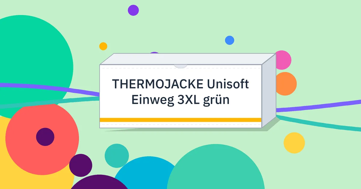 Symbolbild: Packung mit der Aufschrift THERMOJACKE Unisoft Einweg 3XL grün (PZN 04703715) – Verfügbarkeit und Bezug in Apotheken in Frankfurt am Main