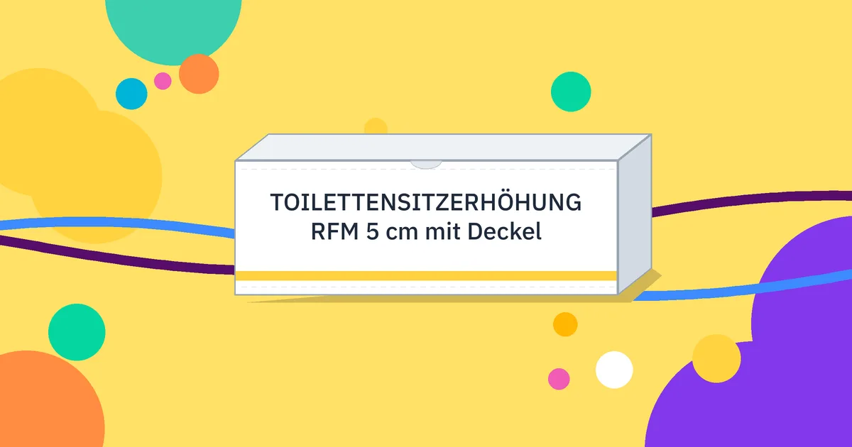 Symbolbild: Packung mit der Aufschrift TOILETTENSITZERHÖHUNG RFM 5 cm mit Deckel (PZN 02484350) – Verfügbarkeit und Bezug in Apotheken in Frankfurt am Main