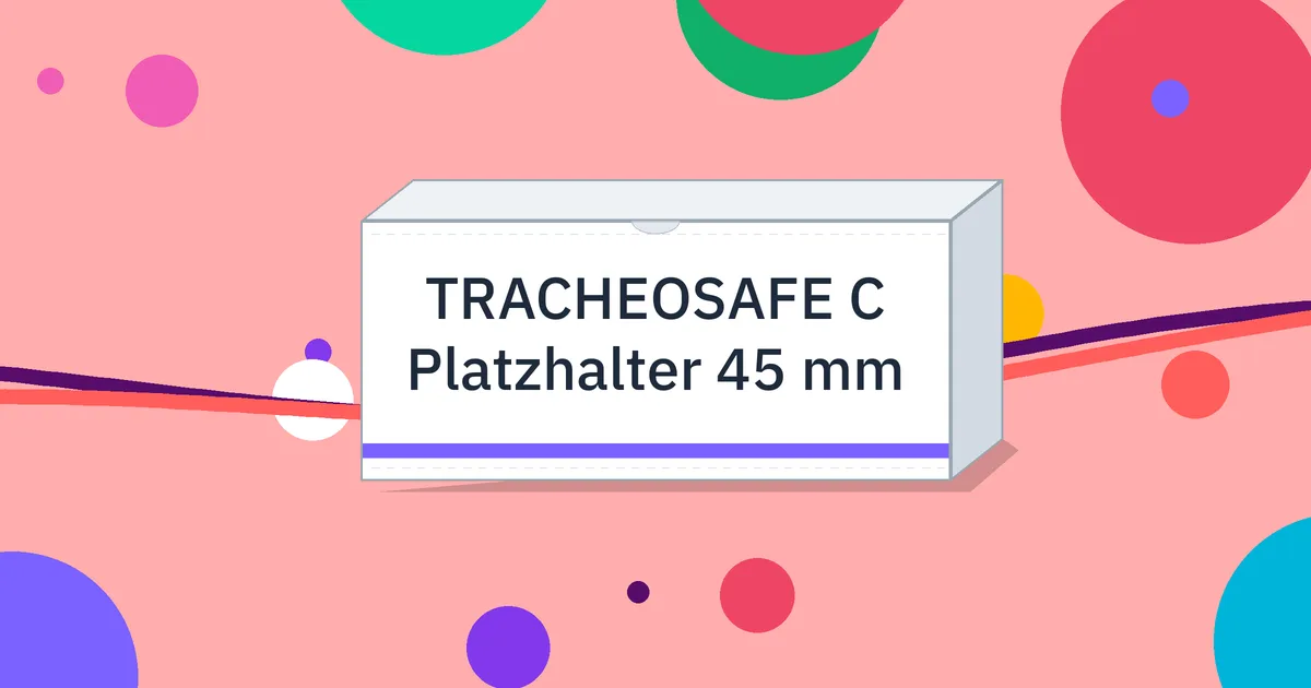 Symbolbild: Packung mit der Aufschrift TRACHEOSAFE C Platzhalter 45 mm (PZN 10536569) – Verfügbarkeit und Bezug in Apotheken in Frankfurt am Main
