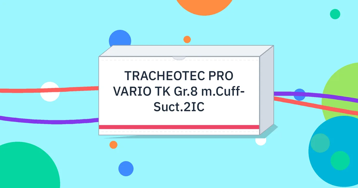 Symbolbild: Packung mit der Aufschrift TRACHEOTEC PRO VARIO TK Gr.8 m.Cuff-Suct.2IC (PZN 14285414) – Verfügbarkeit und Bezug in Apotheken in Frankfurt am Main
