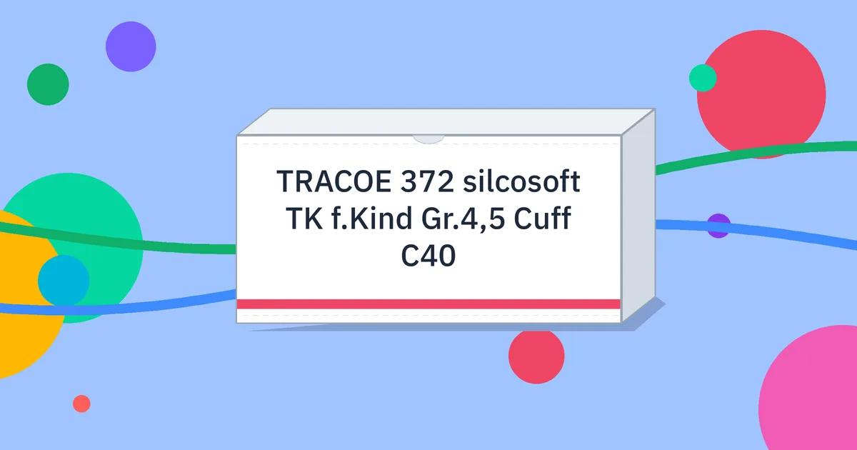 Symbolbild: Packung mit der Aufschrift TRACOE 372 silcosoft TK f.Kind Gr.4,5 Cuff C40 (PZN 14316422) – Verfügbarkeit und Bezug in Apotheken in Frankfurt am Main
