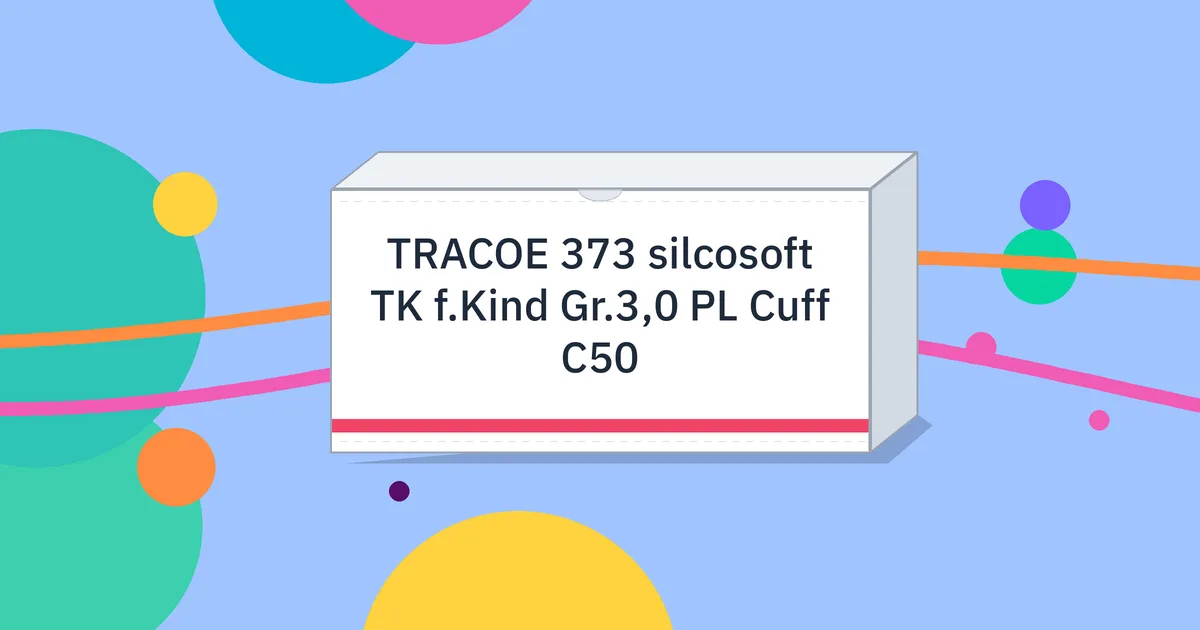 Symbolbild: Packung mit der Aufschrift TRACOE 373 silcosoft TK f.Kind Gr.3,0 PL Cuff C50 (PZN 14316965) – Verfügbarkeit und Bezug in Apotheken in Frankfurt am Main