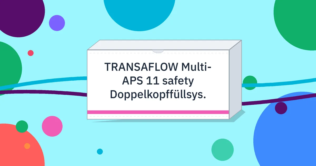 Symbolbild: Packung mit der Aufschrift TRANSAFLOW Multi-APS 11 safety Doppelkopffüllsys. (PZN 15394849) – Verfügbarkeit und Bezug in Apotheken in Frankfurt am Main