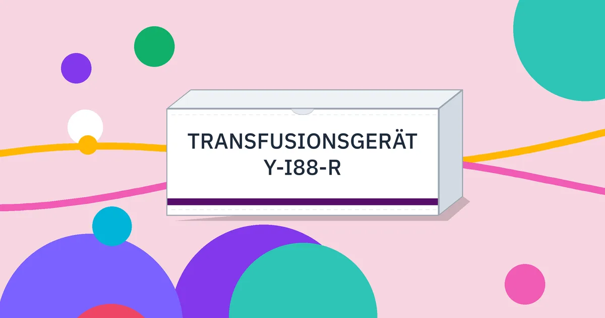 Symbolbild: Packung mit der Aufschrift TRANSFUSIONSGERÄT Y-I88-R (PZN 16022593) – Verfügbarkeit und Bezug in Apotheken in Frankfurt am Main