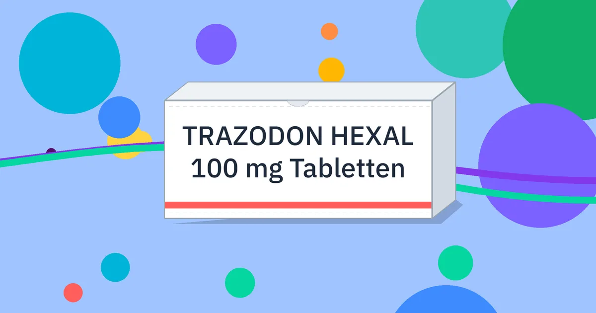 Symbolbild: Packung mit der Aufschrift TRAZODON HEXAL 100 mg Tabletten (PZN 18794420) – Verfügbarkeit und Bezug in Apotheken in Frankfurt am Main