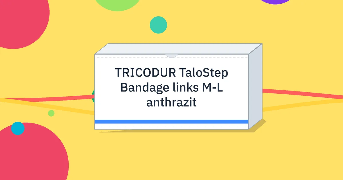 Symbolbild: Packung mit der Aufschrift TRICODUR TaloStep Bandage links M-L anthrazit (PZN 09064740) – Verfügbarkeit und Bezug in Apotheken in Frankfurt am Main