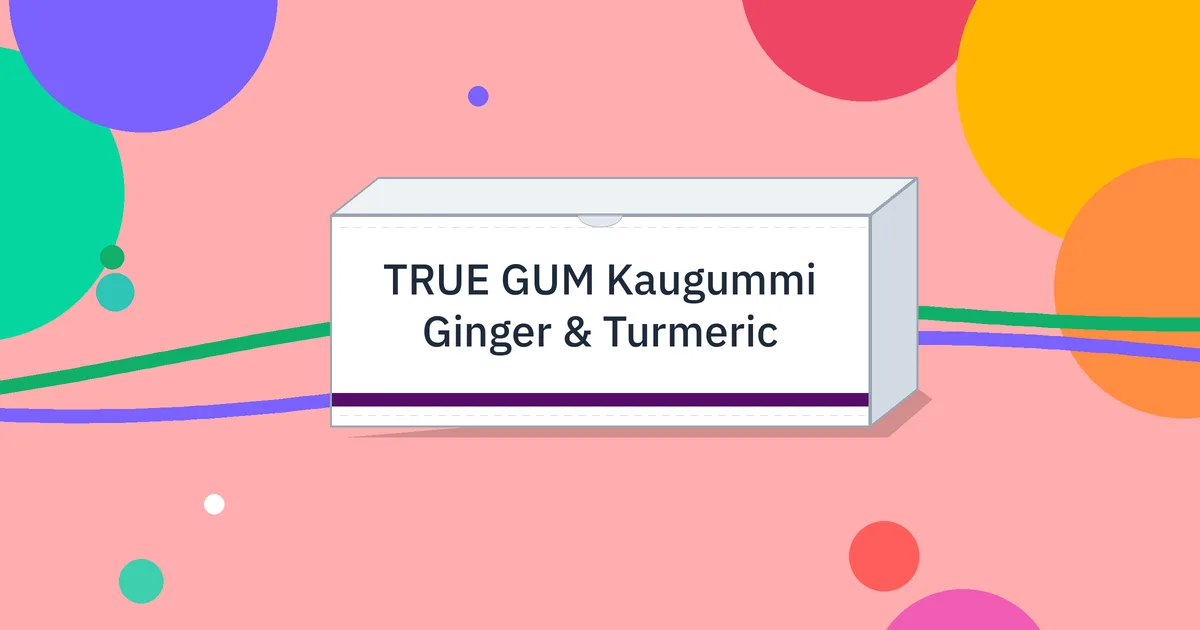 Symbolbild: Packung mit der Aufschrift TRUE GUM Kaugummi Ginger & Turmeric (PZN 16319407) – Verfügbarkeit und Bezug in Apotheken in Frankfurt am Main