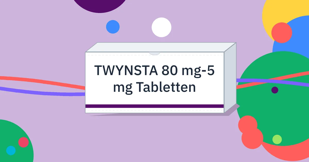 Symbolbild: Packung mit der Aufschrift TWYNSTA 80 mg-5 mg Tabletten (PZN 09482058) – Verfügbarkeit und Bezug in Apotheken in Frankfurt am Main