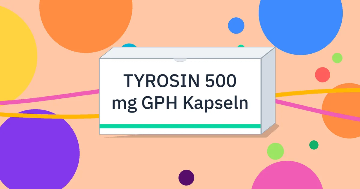 Symbolbild: Packung mit der Aufschrift TYROSIN 500 mg GPH Kapseln (PZN 00128757) – Verfügbarkeit und Bezug in Apotheken in Frankfurt am Main