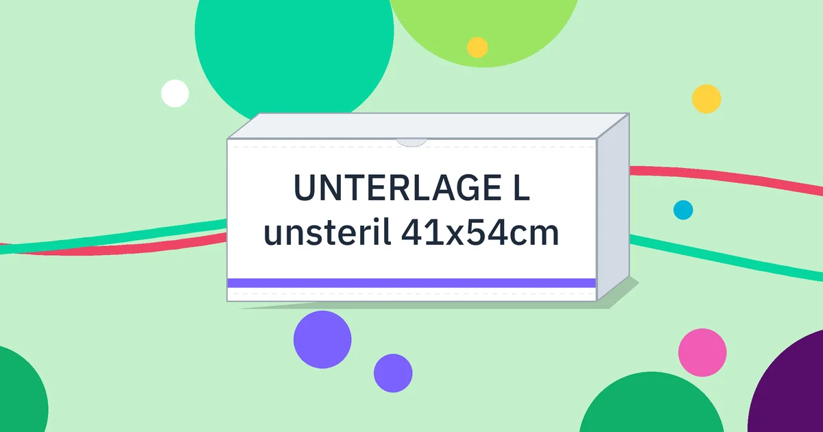Symbolbild: Packung mit der Aufschrift UNTERLAGE L unsteril 41x54cm (PZN 08848497) – Verfügbarkeit und Bezug in Apotheken in Frankfurt am Main