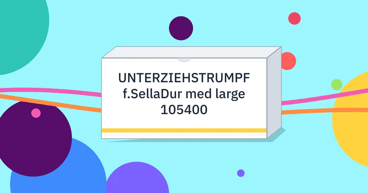 Symbolbild: Packung mit der Aufschrift UNTERZIEHSTRUMPF f.SellaDur med large 105400 (PZN 11014169) – Verfügbarkeit und Bezug in Apotheken in Frankfurt am Main