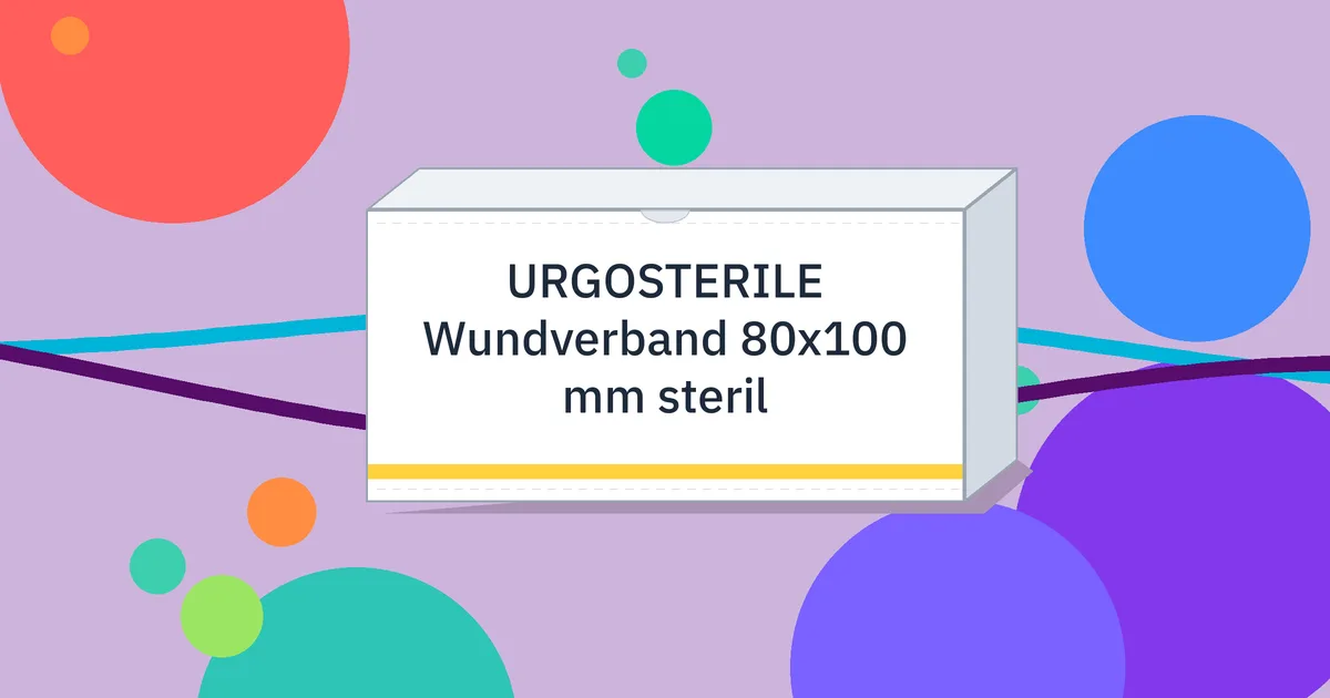 Symbolbild: Packung mit der Aufschrift URGOSTERILE Wundverband 80x100 mm steril (PZN 17165596) – Verfügbarkeit und Bezug in Apotheken in Frankfurt am Main