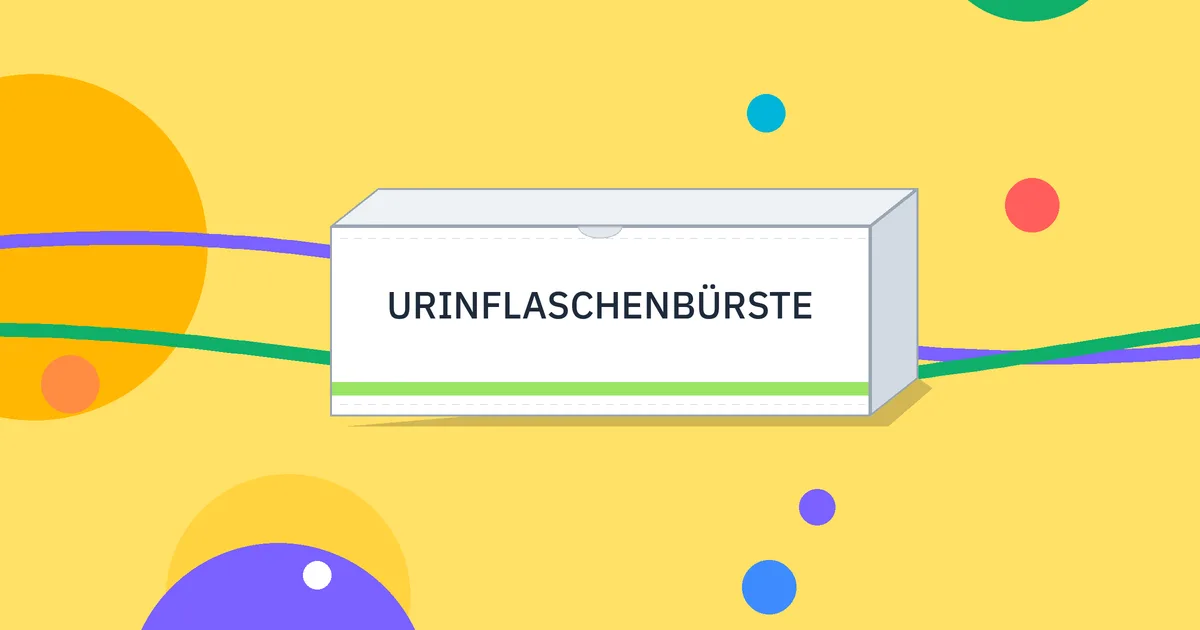 Symbolbild: Packung mit der Aufschrift URINFLASCHENBÜRSTE (PZN 08453095) – Verfügbarkeit und Bezug in Apotheken in Frankfurt am Main