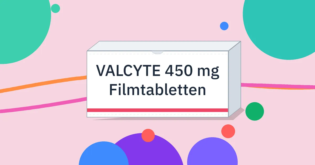 Symbolbild: Packung mit der Aufschrift VALCYTE 450 mg Filmtabletten (PZN 15568315) – Verfügbarkeit und Bezug in Apotheken in Frankfurt am Main