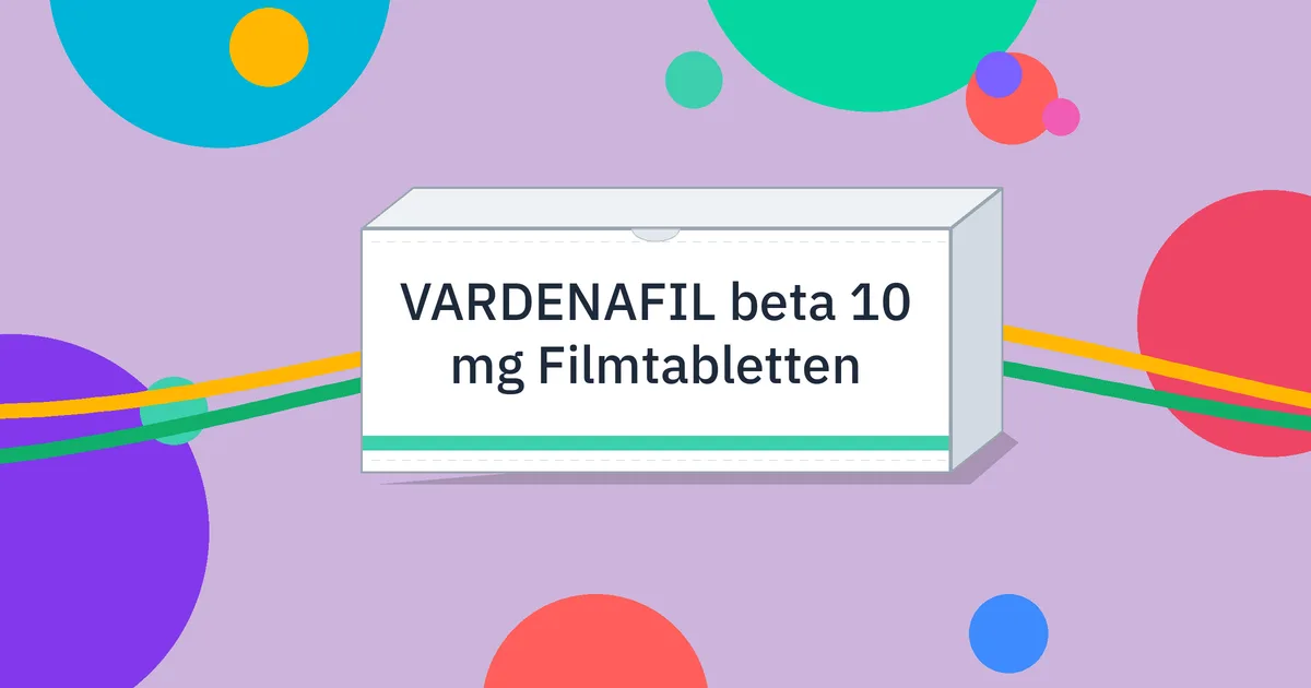Symbolbild: Packung mit der Aufschrift VARDENAFIL beta 10 mg Filmtabletten (PZN 16358548) – Verfügbarkeit und Bezug in Apotheken in Frankfurt am Main