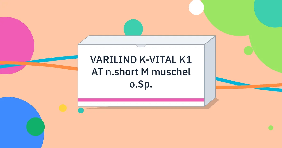 Symbolbild: Packung mit der Aufschrift VARILIND K-VITAL K1 AT n.short M muschel o.Sp. (PZN 20560882) – Verfügbarkeit und Bezug in Apotheken in Frankfurt am Main