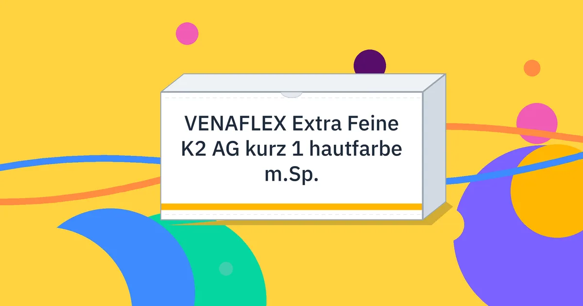Symbolbild: Packung mit der Aufschrift VENAFLEX Extra Feine K2 AG kurz 1 hautfarbe m.Sp. (PZN 18308224) – Verfügbarkeit und Bezug in Apotheken in Frankfurt am Main