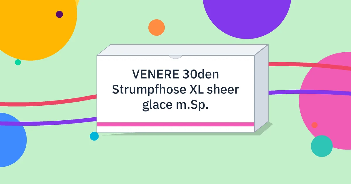 Symbolbild: Packung mit der Aufschrift VENERE 30den Strumpfhose XL sheer glace m.Sp. (PZN 16172499) – Verfügbarkeit und Bezug in Apotheken in Frankfurt am Main