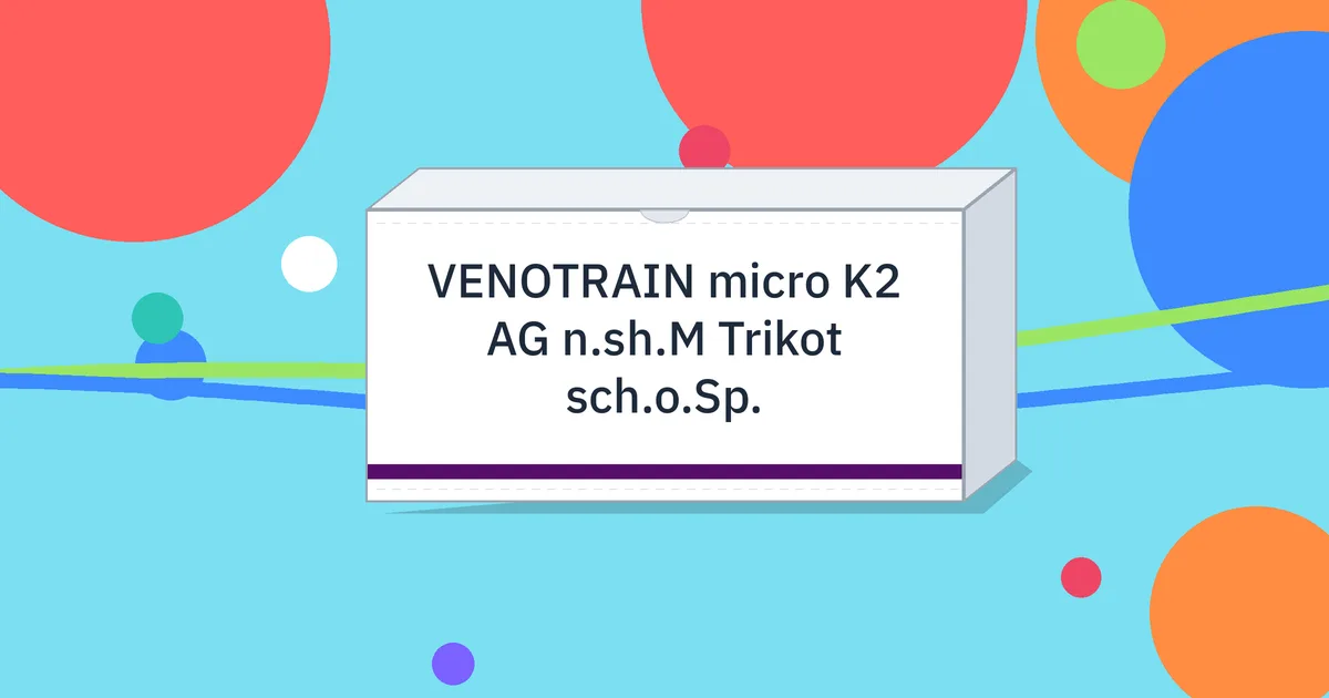 Symbolbild: Packung mit der Aufschrift VENOTRAIN micro K2 AG n.sh.M Trikot sch.o.Sp. (PZN 02367377) – Verfügbarkeit und Bezug in Apotheken in Frankfurt am Main