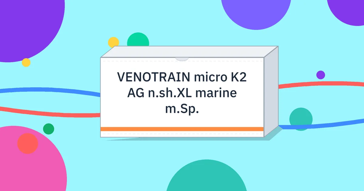 Symbolbild: Packung mit der Aufschrift VENOTRAIN micro K2 AG n.sh.XL marine m.Sp. (PZN 04347686) – Verfügbarkeit und Bezug in Apotheken in Frankfurt am Main