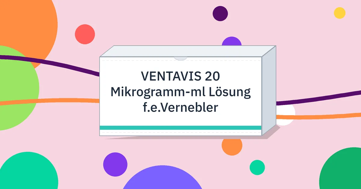 Symbolbild: Packung mit der Aufschrift VENTAVIS 20 Mikrogramm-ml Lösung f.e.Vernebler (PZN 10131358) – Verfügbarkeit und Bezug in Apotheken in Frankfurt am Main
