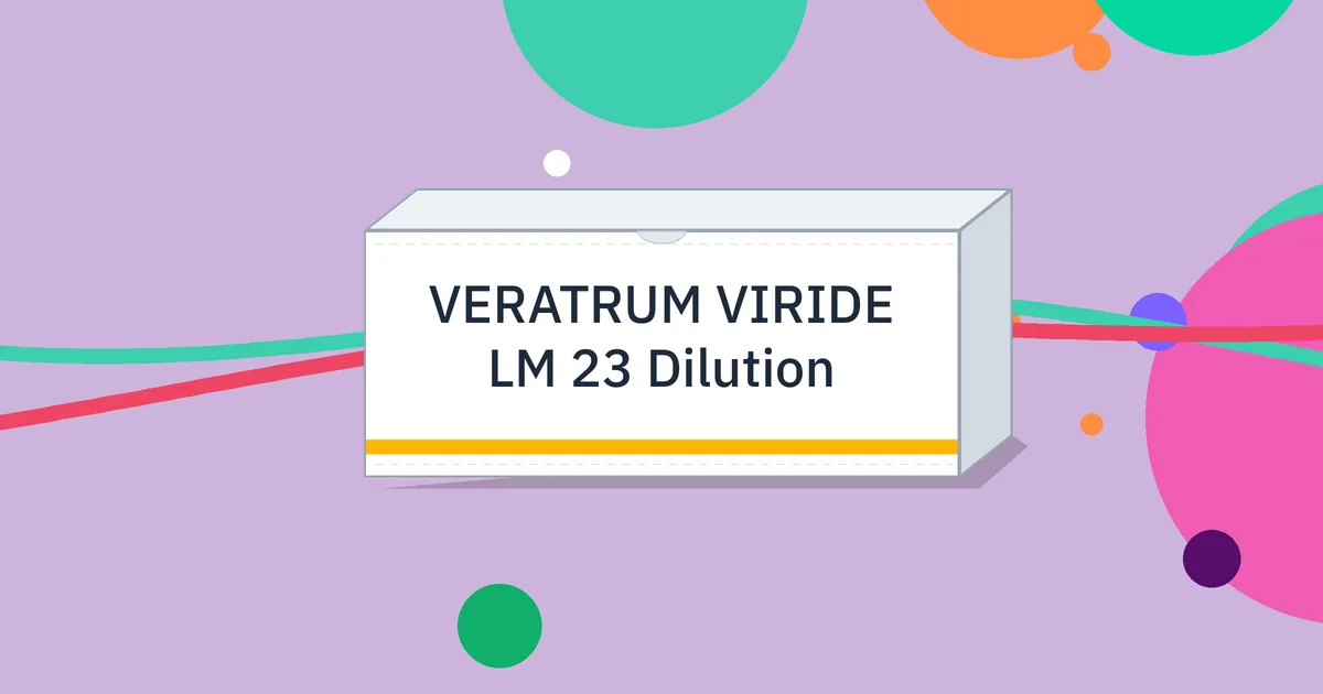 Symbolbild: Packung mit der Aufschrift VERATRUM VIRIDE LM 23 Dilution (PZN 13265467) – Verfügbarkeit und Bezug in Apotheken in Frankfurt am Main