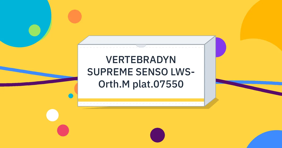 Symbolbild: Packung mit der Aufschrift VERTEBRADYN SUPREME SENSO LWS-Orth.M plat.07550 (PZN 16881830) – Verfügbarkeit und Bezug in Apotheken in Frankfurt am Main
