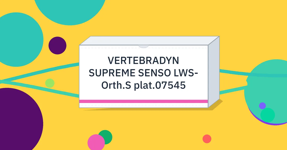 Symbolbild: Packung mit der Aufschrift VERTEBRADYN SUPREME SENSO LWS-Orth.S plat.07545 (PZN 16881764) – Verfügbarkeit und Bezug in Apotheken in Frankfurt am Main