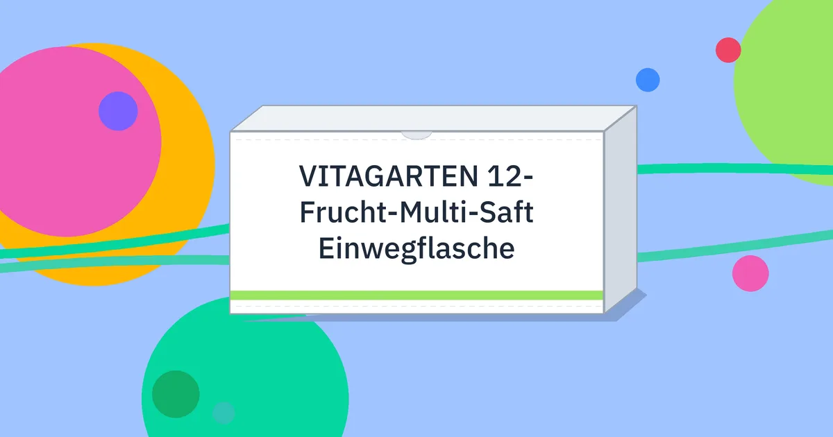 Symbolbild: Packung mit der Aufschrift VITAGARTEN 12-Frucht-Multi-Saft Einwegflasche (PZN 04005997) – Verfügbarkeit und Bezug in Apotheken in Frankfurt am Main